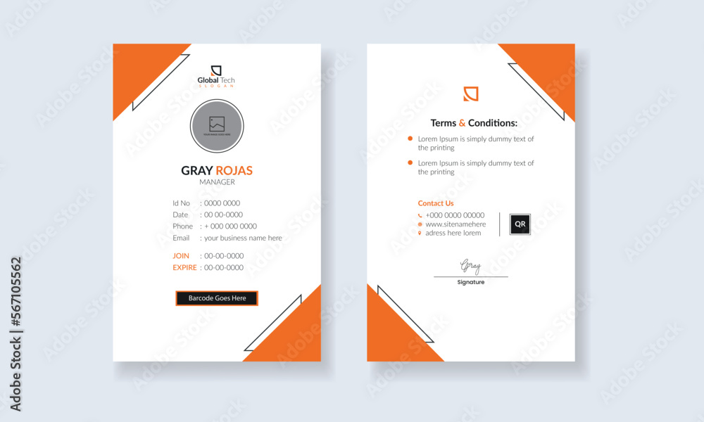 Corporate id card design. Double-sided creative id card template ...