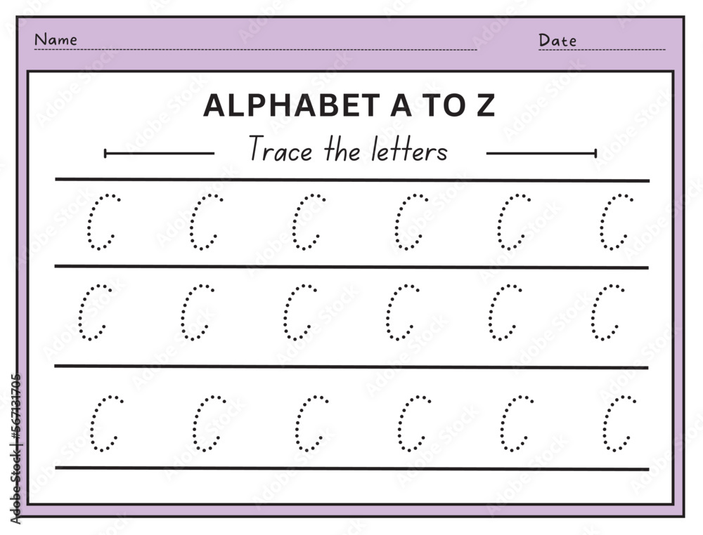 Trace the letter C uppercase. Alphabet tracing practice preschool ...