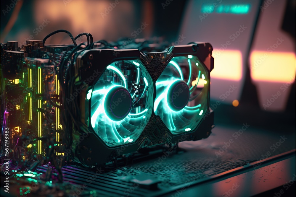 Abstract Electronic Mounting a modern gaming graphic card computer ...