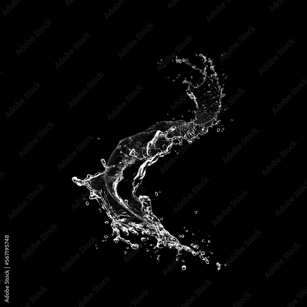 Pure Water splash isolated on black background. Royalty high-quality ...