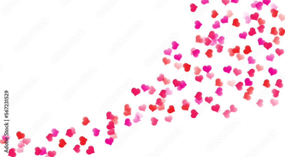 Flying hearts png illustration, red pink hearts wave pattern overlay on ...