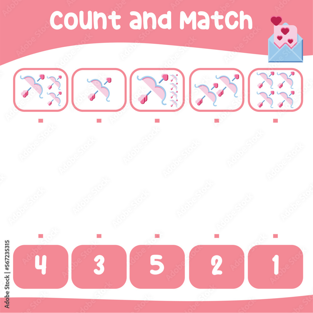 Count and match together worksheet for preschool kids. Educational ...