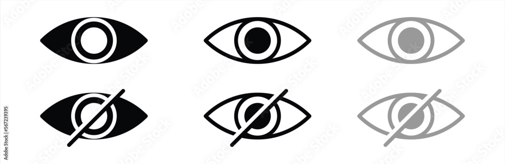 Eye icon set. Vision icon. See and unsee symbol. Look and Vision icons ...