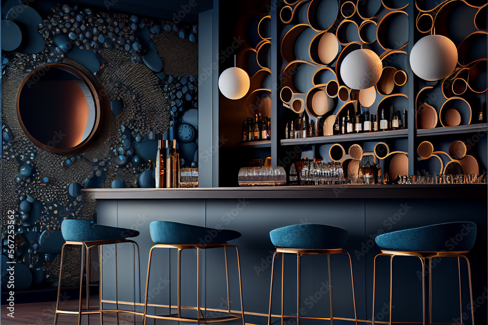 Contemporary Bar wallpaper. generative ai Stock Illustration | Adobe Stock