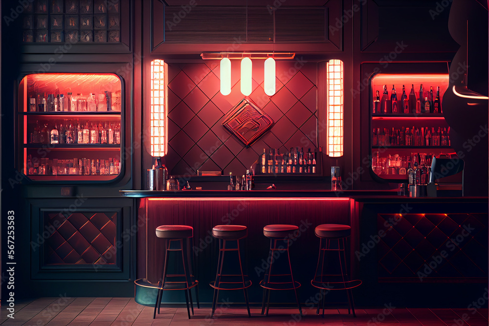 Ilustración de Stock Contemporary Bar wallpaper. generative ai | Adobe ...