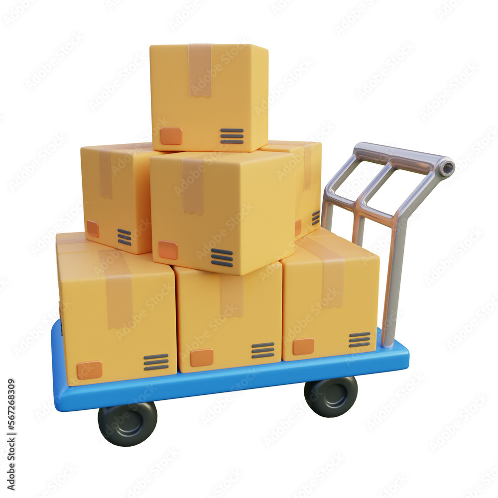 Logistics trolley cart icon 3d render illustration isolated transparent ...