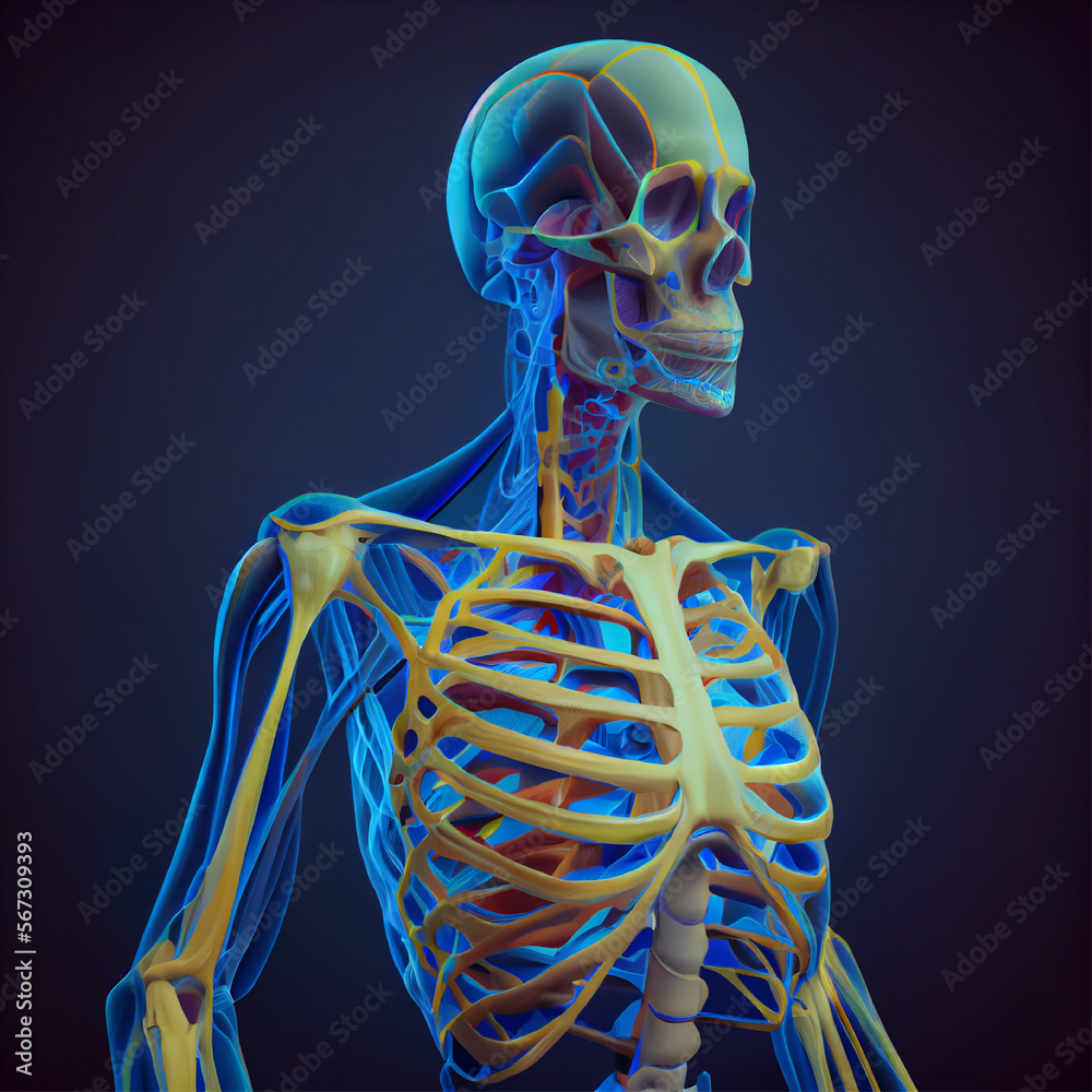 Ilustración de Stock Human upper body skeleton | Anatomical drawing of ...