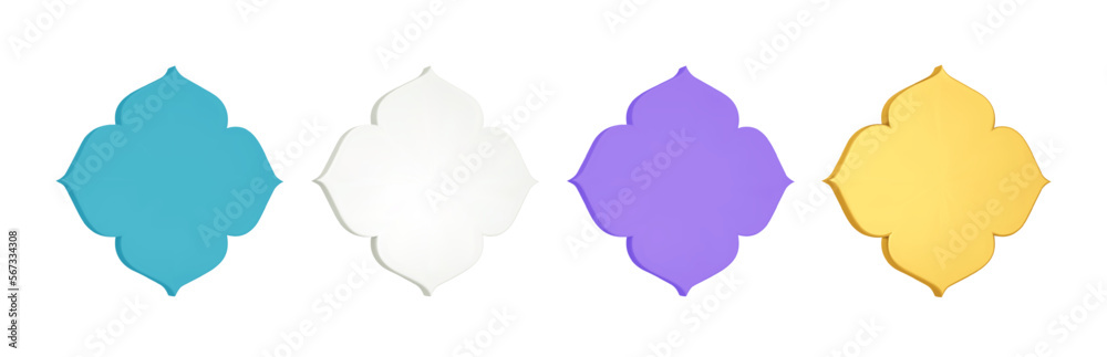 Set arabic islamic golden shape for muslim design. 3d border icon ...