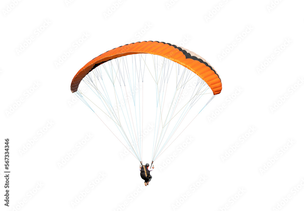 The sportsman flying on a paraglider. isolated on transparent ...