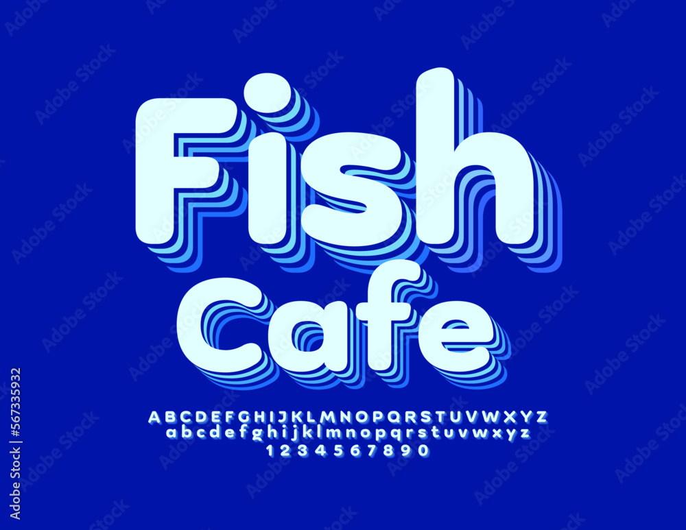 Vector creative Signboard Fish Cafe. Modern layered Font. Stylish ...