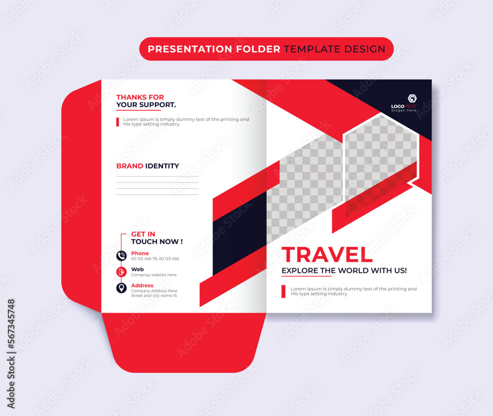 Vector de Stock Presentation folder template design, blue color ...