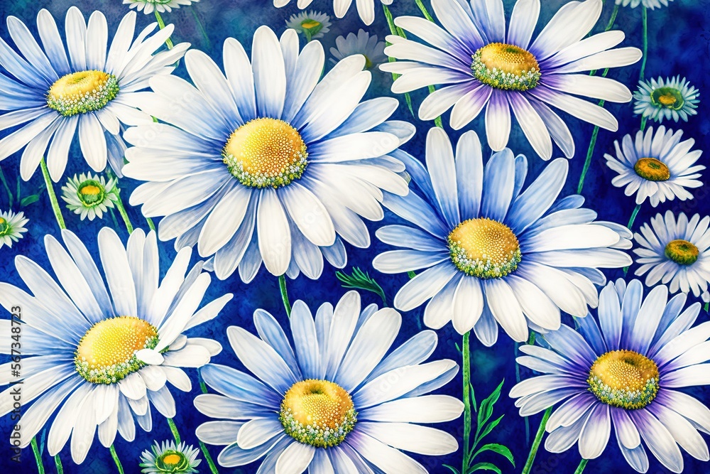 Beautiful floral set with daisy flowers. illustration. Generative AI ...