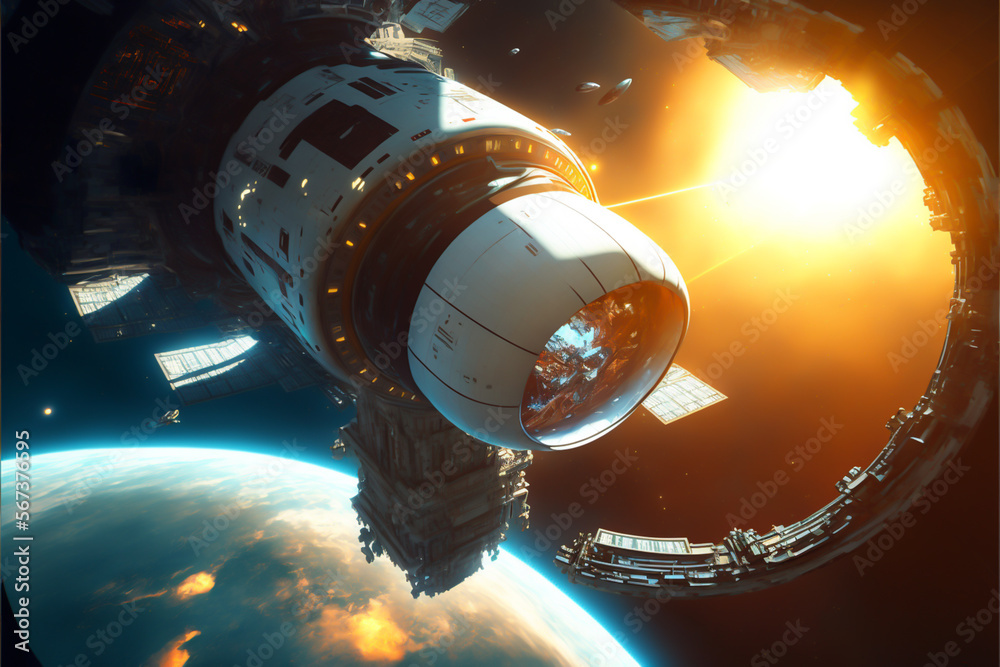 Ilustração The space shuttle station, is an amazing feat of engineering ...