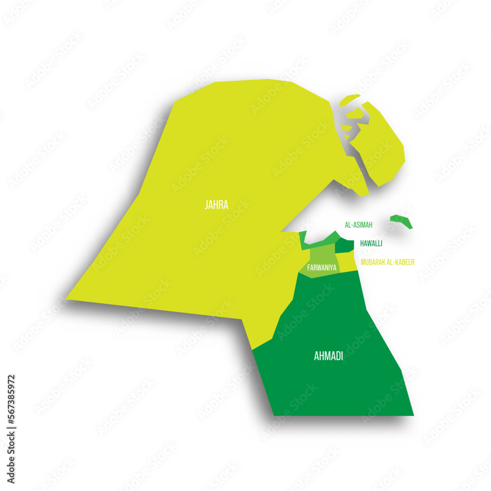 Kuwait political map of administrative divisions Stock Vector | Adobe Stock