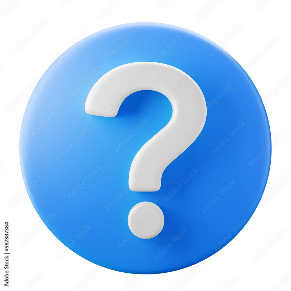 white question mark on blue glossy circle shape user interface theme 3d ...