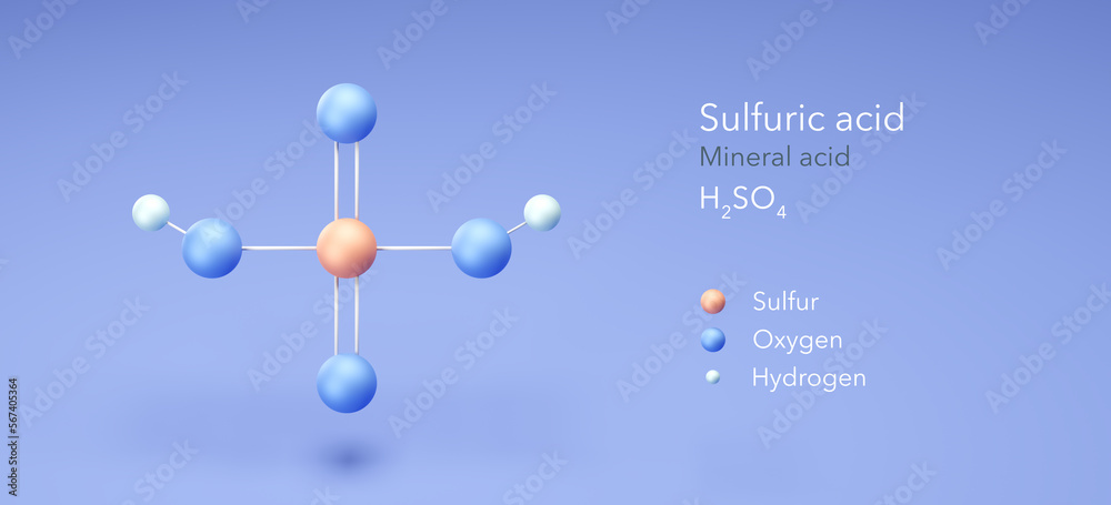 Stock-Illustration „sulfuric acid molecule, molecular structures ...