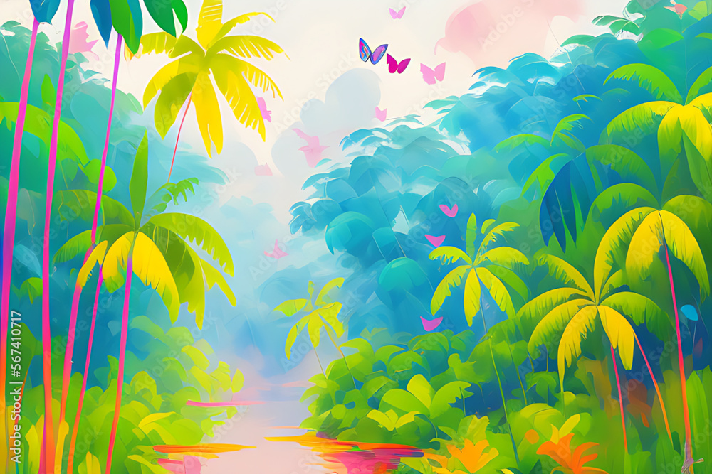 Wallpaper landscape - Rainforests – Nature backgrounds, Illustration ...