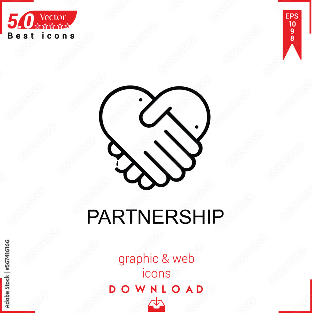 PARTNERSHIP icon vector on white background. Simple, isolated, flat ...