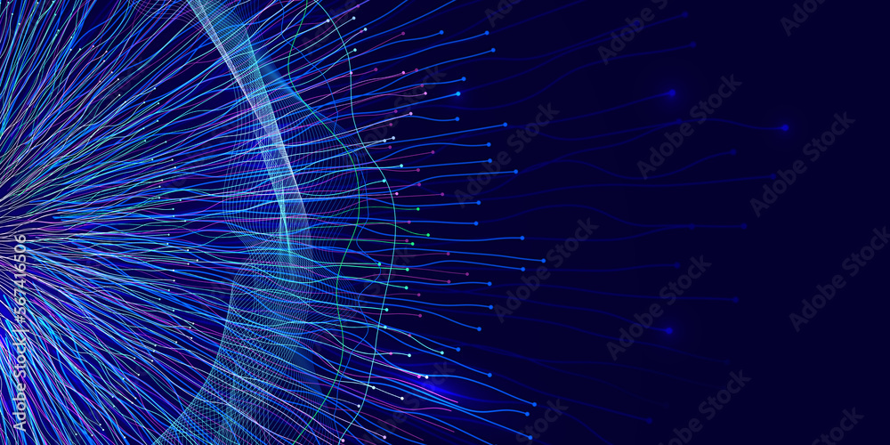 Digital neural network. Abstract image of neural connections on blue ...