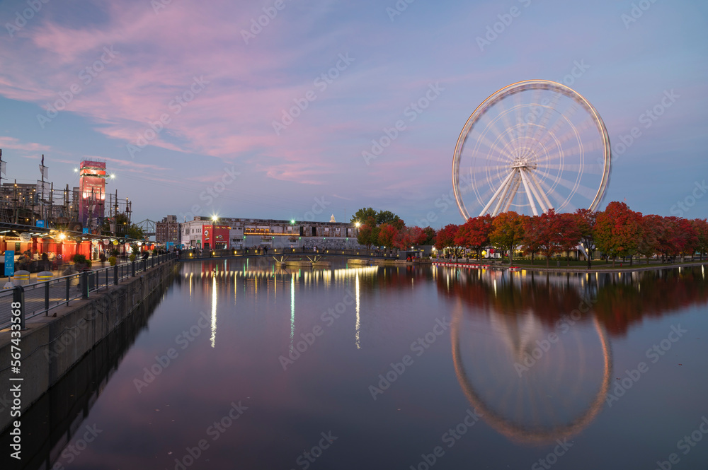 Ferris Wheel at La Grande Roue de Montreal at sunset, Old Port of ...