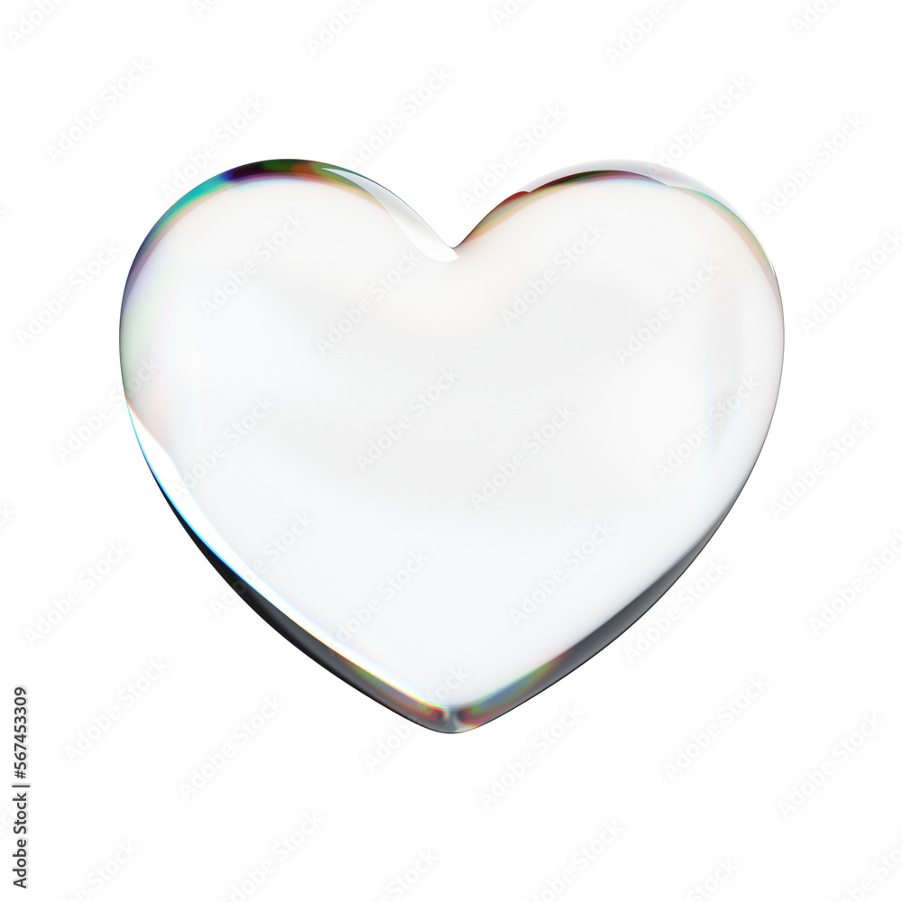 3d transparent glass heart with dispersion Stock Illustration | Adobe Stock