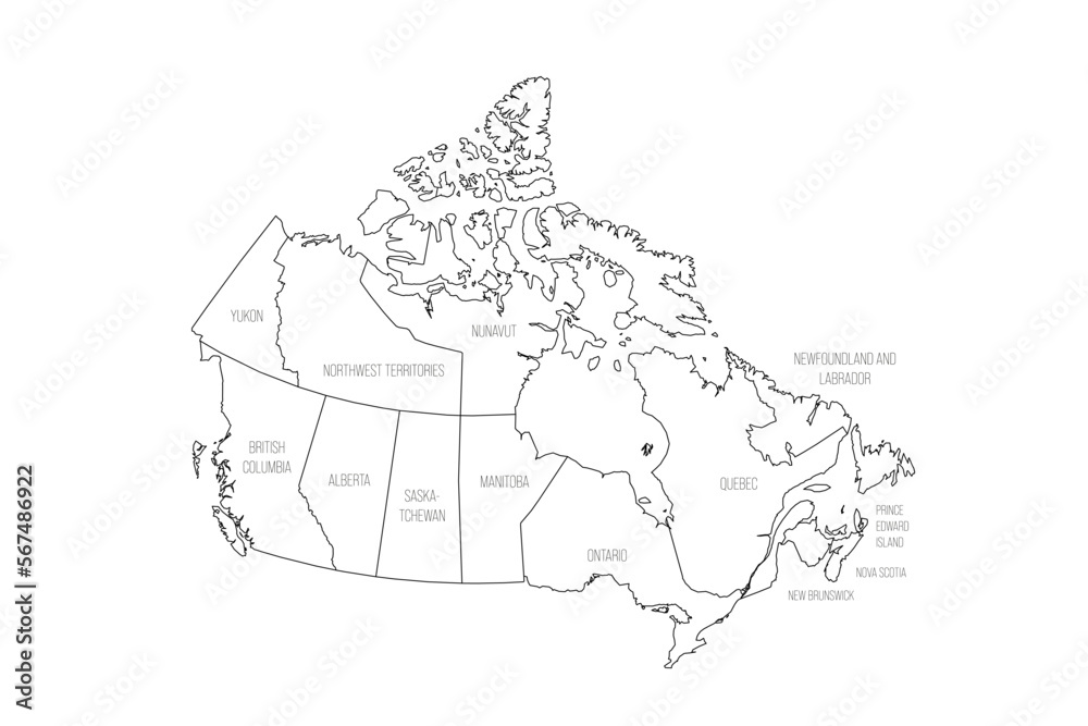 Canada political map of administrative divisions Stock Vector | Adobe Stock