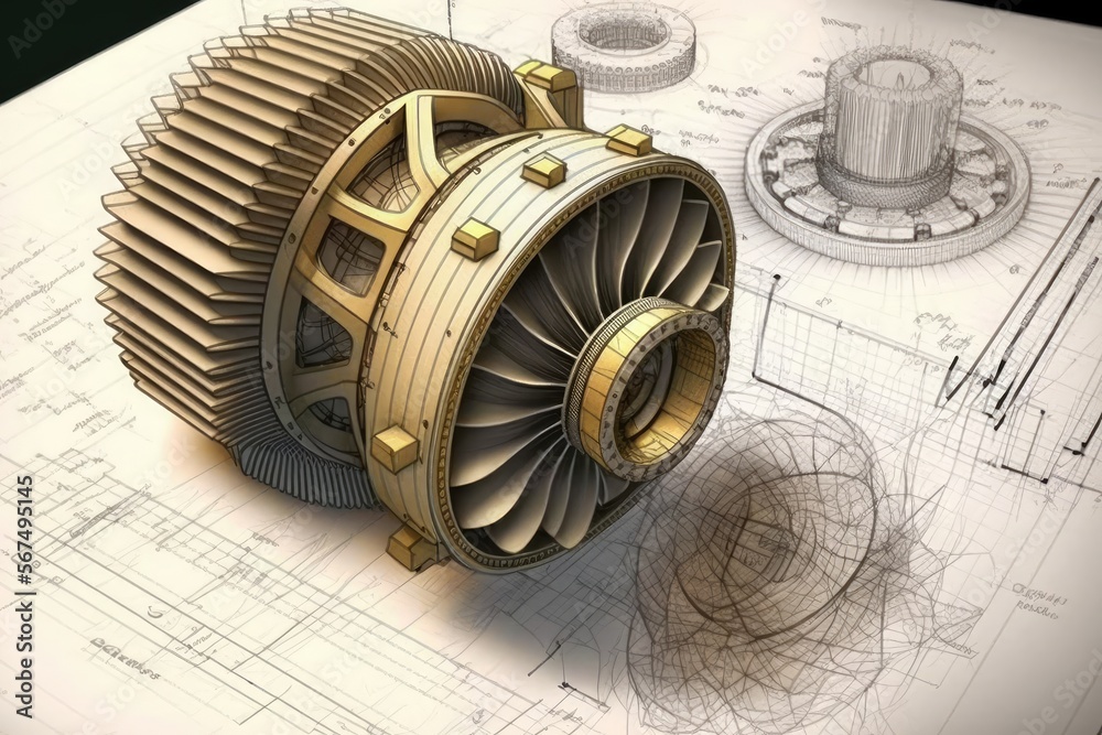 CAD Drawings of gear in 3d, ai Stock Illustration | Adobe Stock