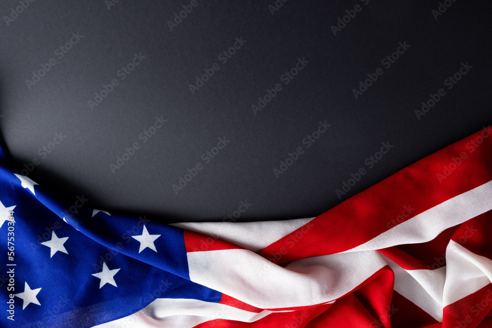 Flag of usa on black background, with copy space Stock Photo | Adobe Stock