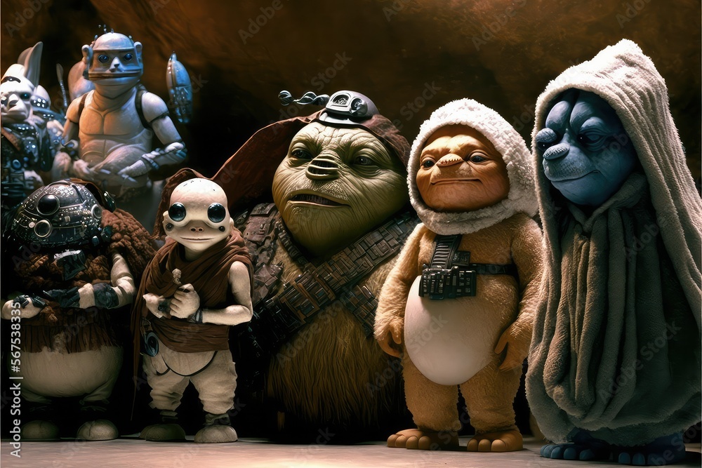 Illustration of cute imagined alien family living in peace hiding from ...