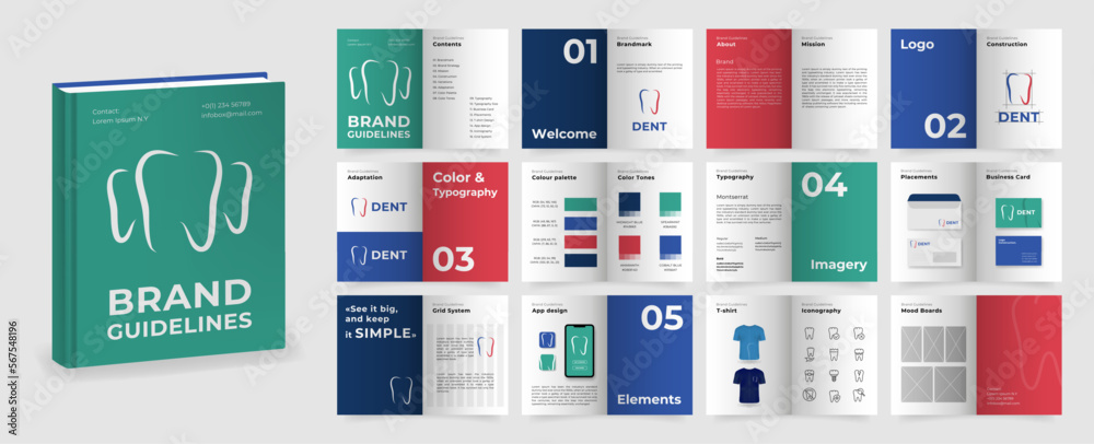 Turquoise and Blue Brand Guidelines template. Brand Manual presentation ...