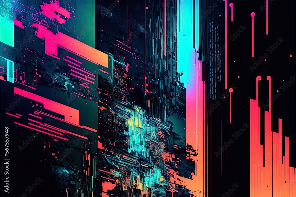 Abstract background with interlaced digital glitch and distortion ...