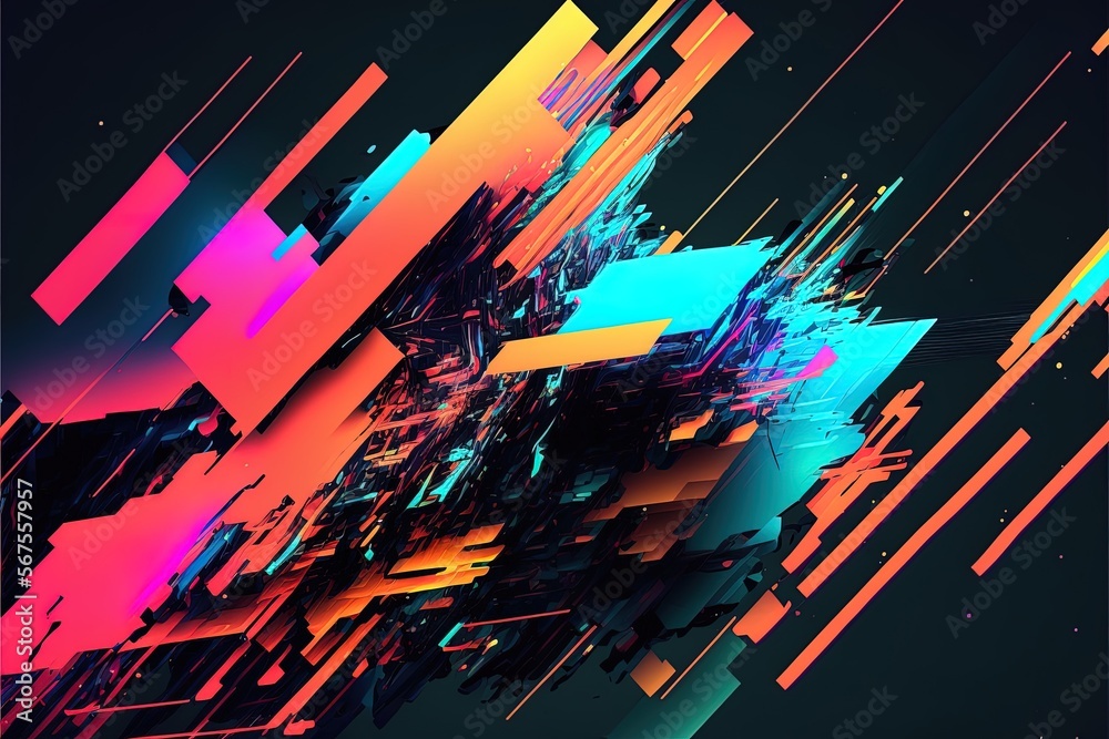 Abstract background with interlaced digital glitch and distortion ...