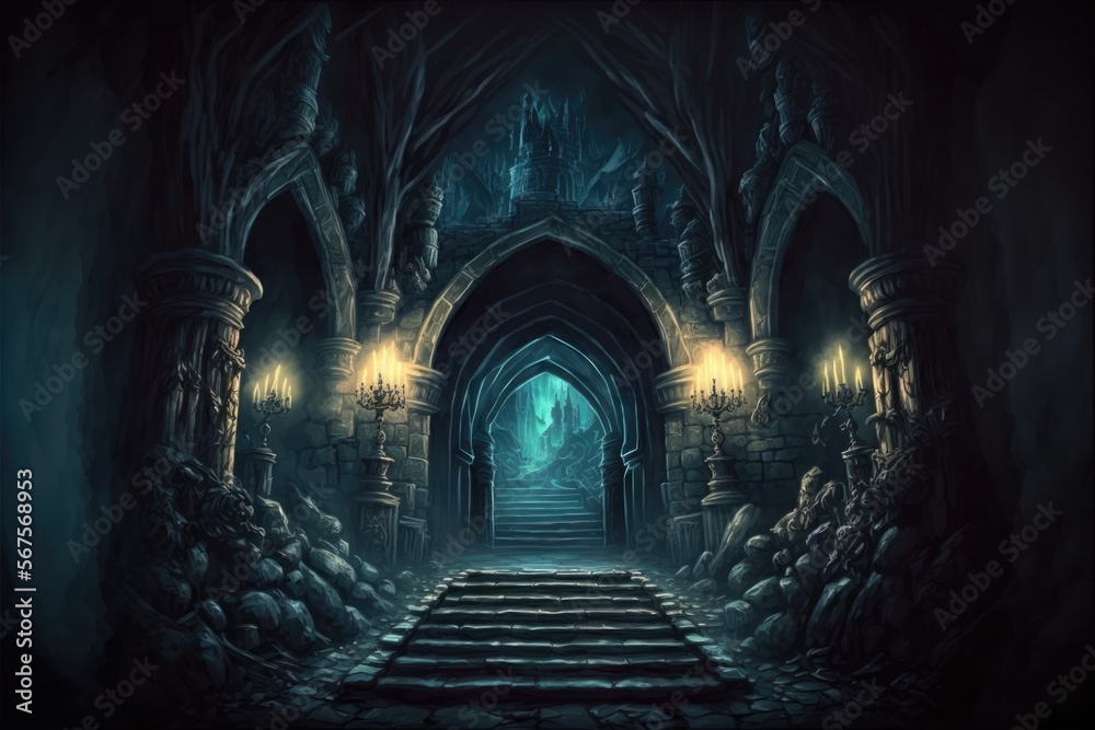 underground lair or dungeon, abandoned cellar ruins for fantasy ...