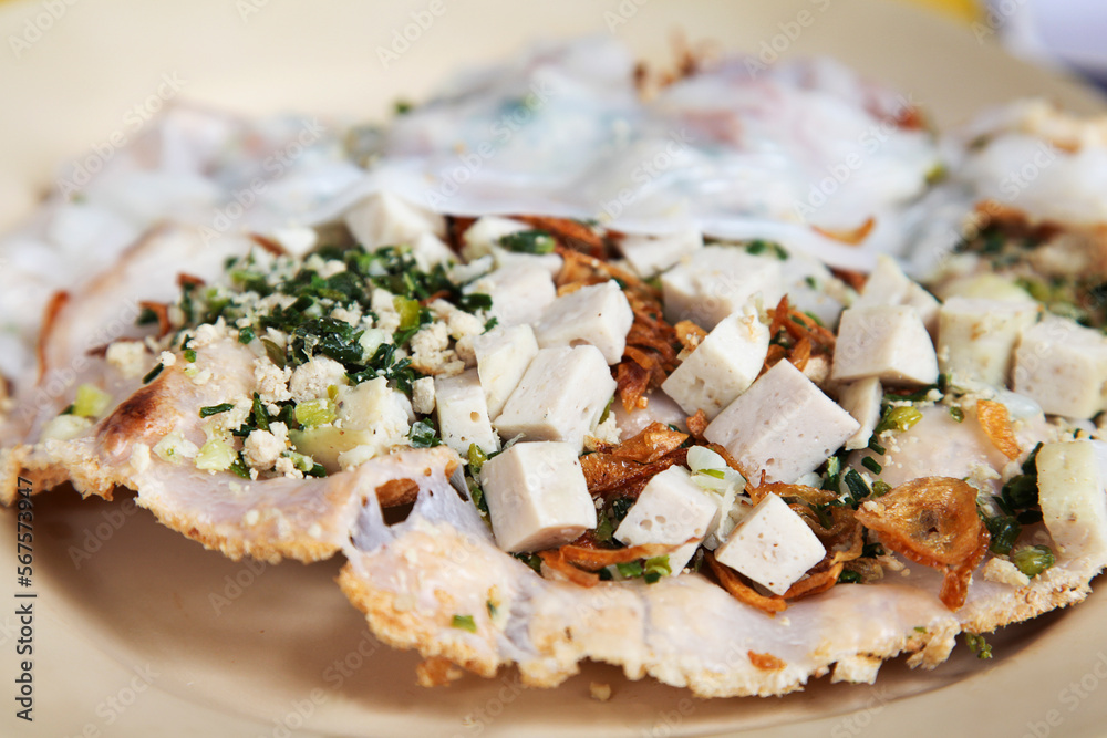 Vietnam-style food steamed rice-skin dumplings in crispy batter. the ...