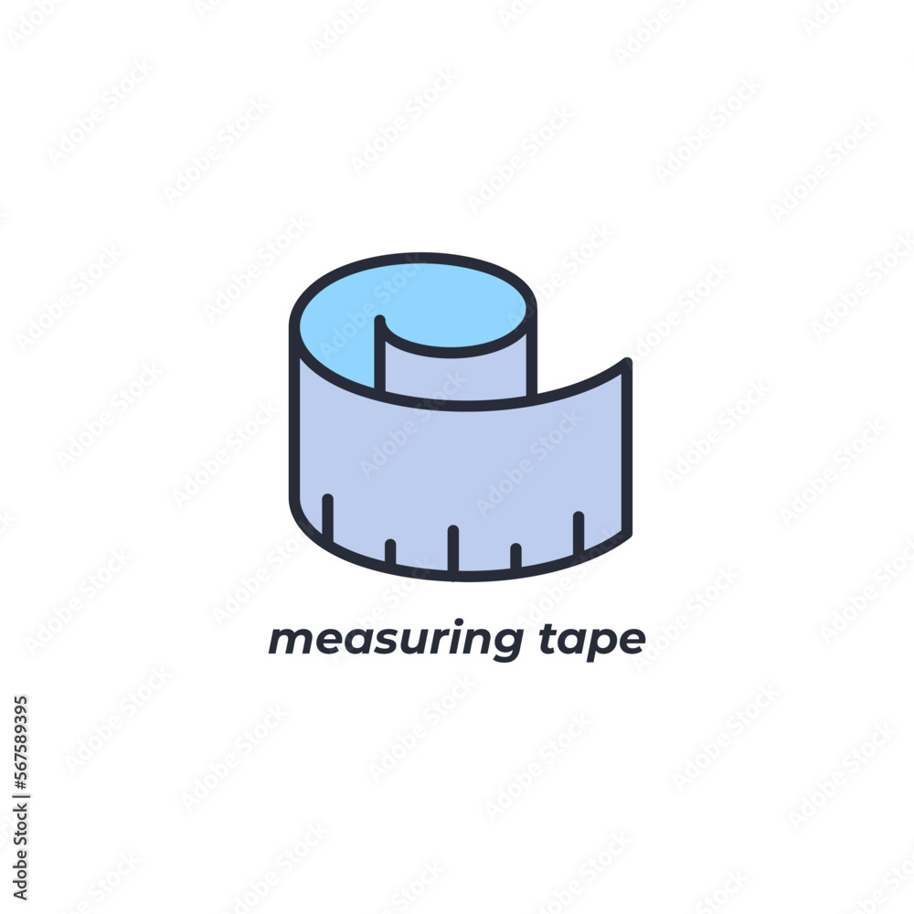 Vector sign measuring tape symbol is isolated on a white background ...