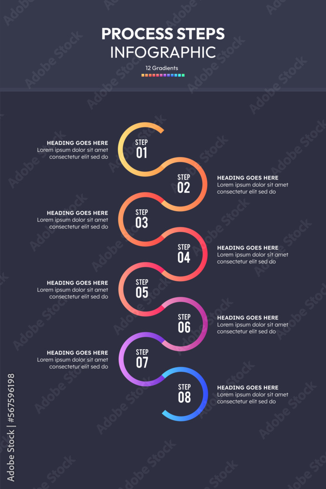 Process Workflow 8 Steps Modern Design Template for Infographics Stock ...