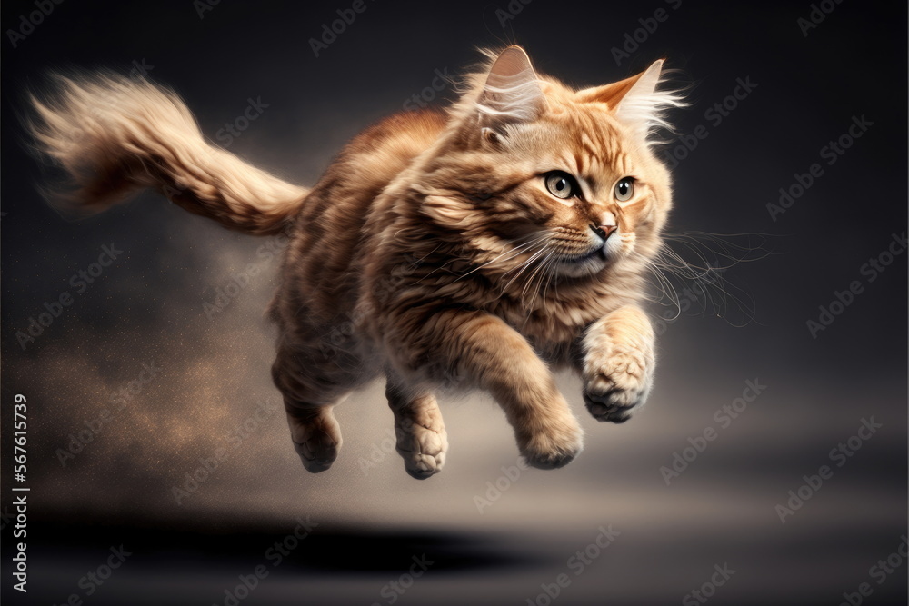 cat run on white background, full body with free space, Made by AI ...