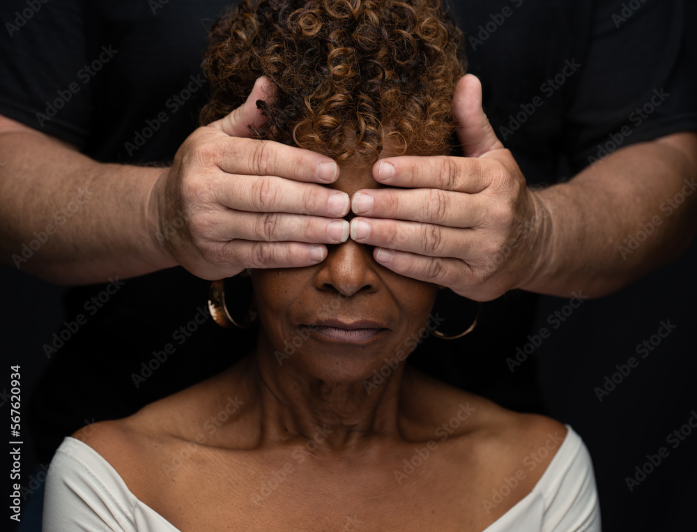 Elderly old 70+ year old black African American woman being oppressed ...