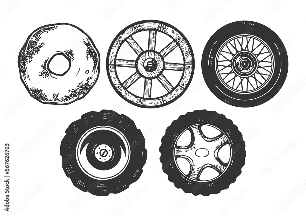 Wheels sketch engraving PNG illustration with transparent background ...