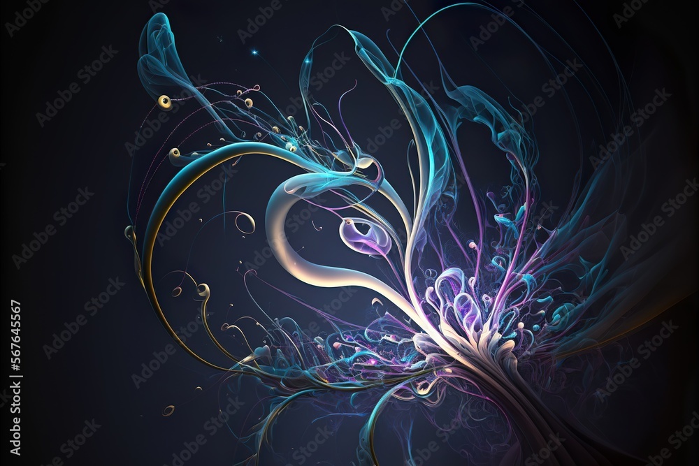 abstract illustration of cordyceps fungus hypha mycelium tendrils ...