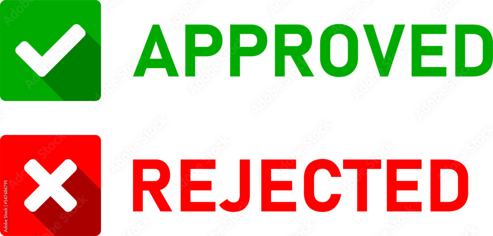 Stock-Vektorgrafik „Approved and Rejected Icons with Check Mark and X ...