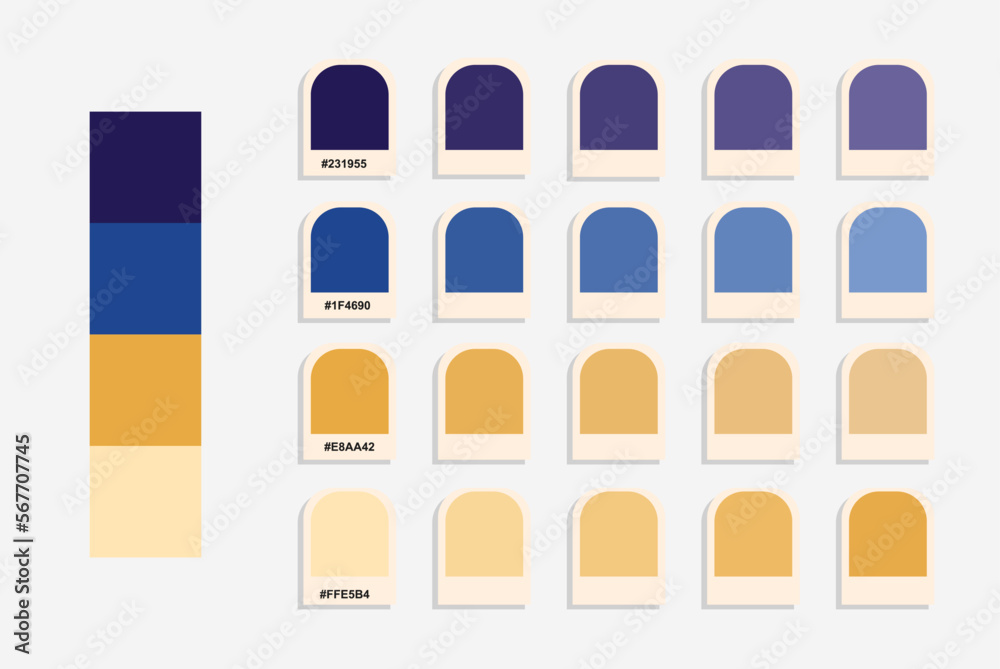 Dark purple blue yellow color palette, cold colors catalog, colour ...