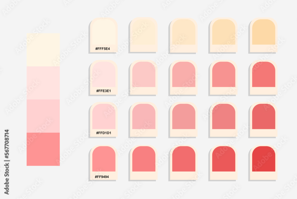 Pink to cream color palette, pastel colors catalog, colour matching ...