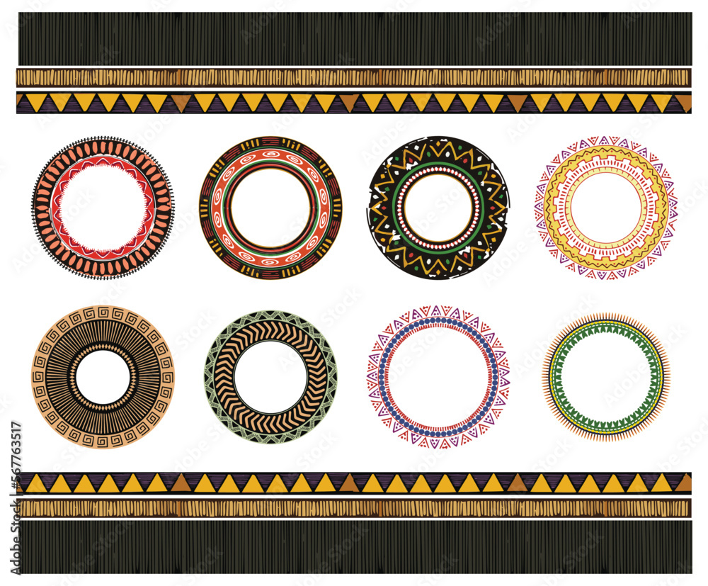 A set of African-style frame borders with copy space for your design ...
