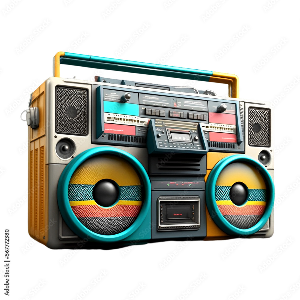 Vintage boombox sound system. 1980s Boom Box Cassette Tape Player. Old ...