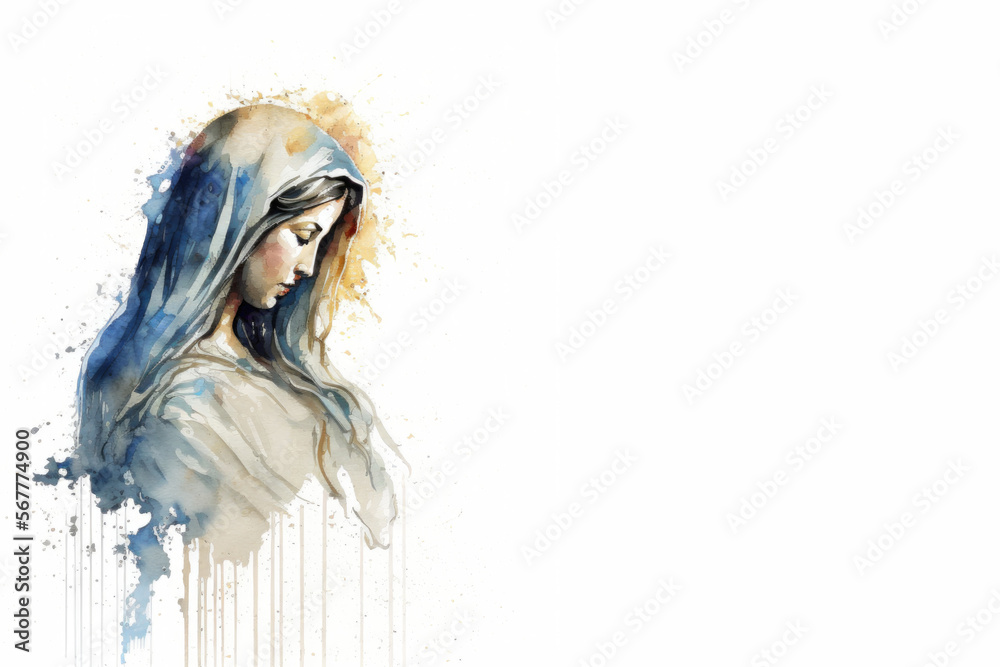 Virgin mary watercolor banner art, Religious design art, Mary, holy ...