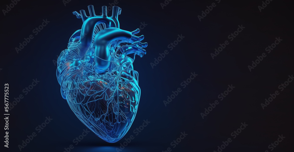 Transparent Holographic Heart Anatomy, Realistic Illustration of the ...