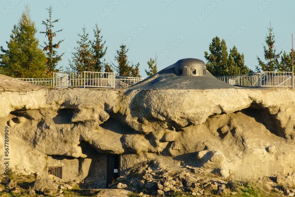 Pre-war concrete infantry blockhouse built in Czechoslovakia as a ...