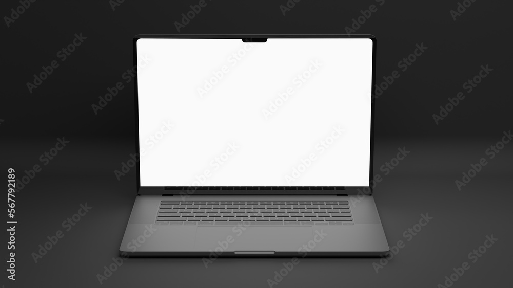 MacBook Pro M2 mockup. Laptop on dark background. Notebook on black ...