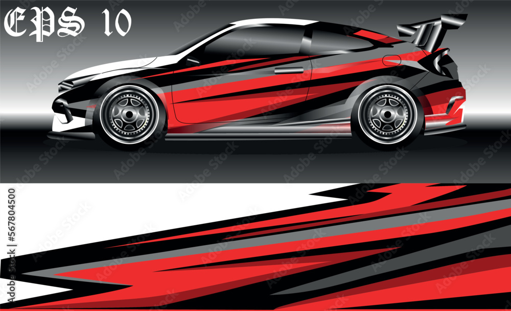 Car wrap design. Livery design for racing car. sedan, hatchback. vector ...